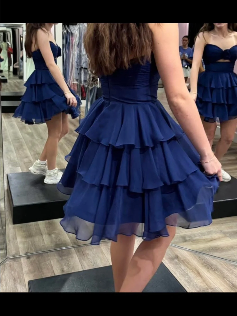 Sherri Hill | Dresses | Sherri Hill Navy Blue Strapless Ruffled ...